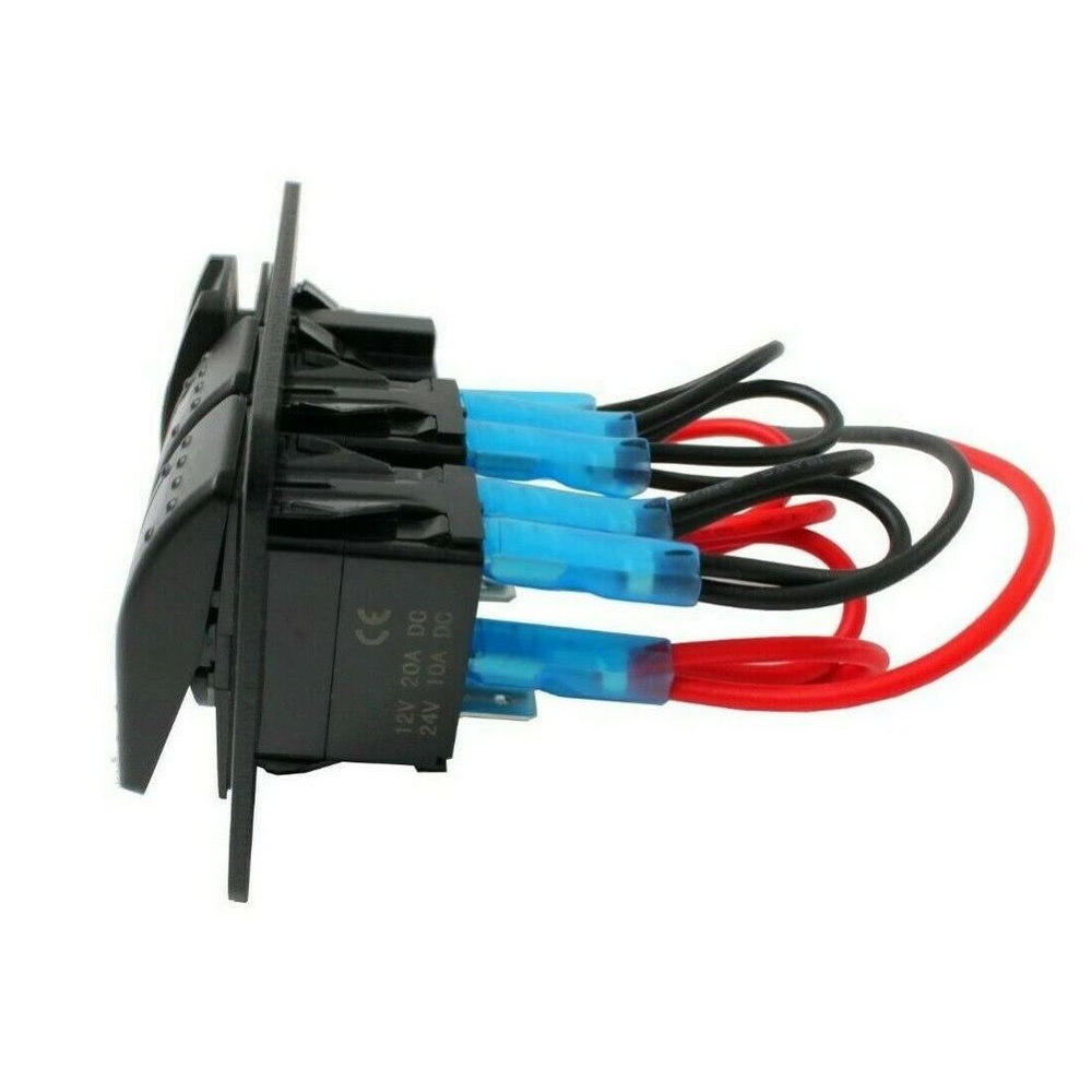 12V 24V 3 Gang Slimline LED Rocker Switch Panel with USB Charger Boat ...