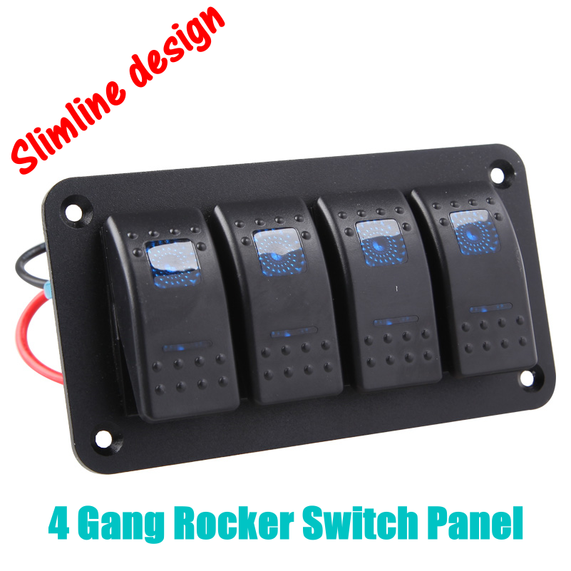 12V 24V 4 Gang Slimline LED Rocker Switch Panel Boat Caravan RV ...