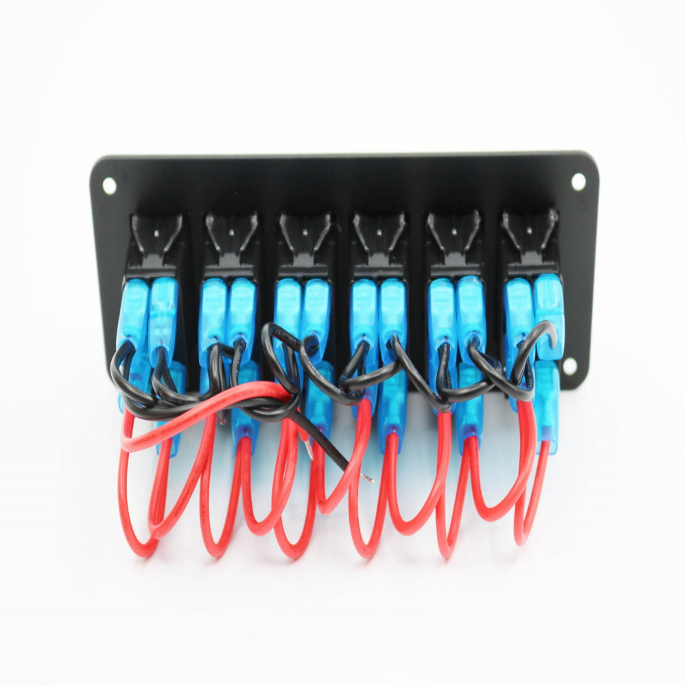 12V 24V 6 Gang Slimline LED Rocker Switch Panel Boat Caravan RV ...